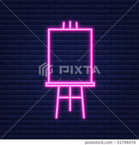 Easels with Mock Up Empty Blank Square. Neon... - Stock Illustration ...