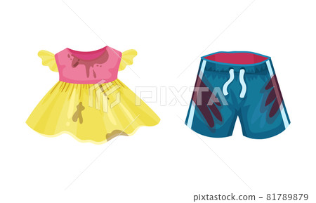 Spotted Kid Dress and Shorts as Dirty Clothing... - Stock Illustration ...