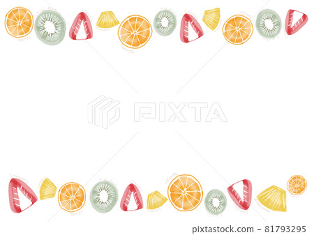 Watercolor-style colorful fruit frame transparent - Stock Illustration ...