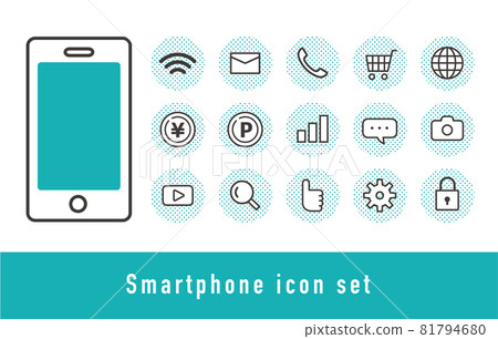 Smartphone icon set - Stock Illustration [81794680] - PIXTA