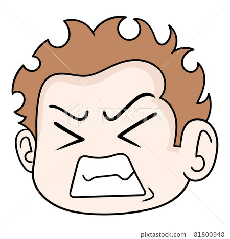 Boy head expression is straining holding back... - Stock Illustration ...