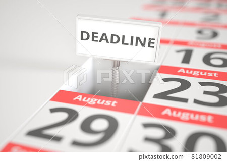 DEADLINE plate on August 22 in a calendar, 3d... - Stock Illustration ...