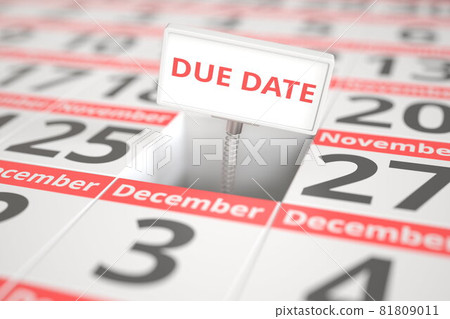 DUE DATE sign on November 26 in a calendar, 3d... - Stock Illustration ...