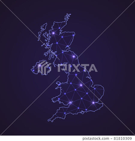 Digital network map of United Kingdom. Abstract... - Stock Illustration ...