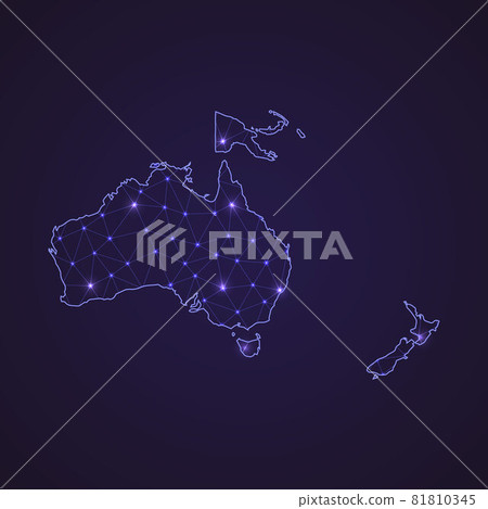 Digital network map of Oceania. Abstract...-插圖素材 [81810345] - PIXTA圖庫