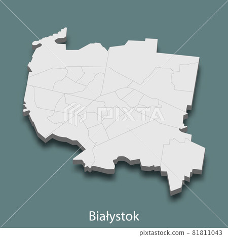 3d isometric map of Bialystok is a city of Poland - Stock Illustration ...