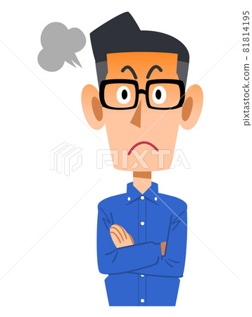 A man wearing blue shirt with angry glasses - Stock Illustration ...