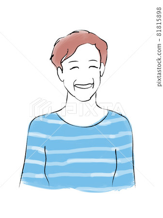 A senior woman with a front-facing smile,... - Stock Illustration ...
