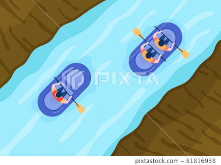 Rafting Background Flat Cartoon Vector... - Stock Illustration ...