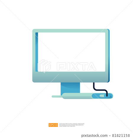 PC computer monitor desktop flat design style... - Stock Illustration ...