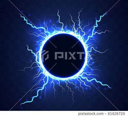 Realistic circle of thunder storm lightnings. - Stock Illustration ...