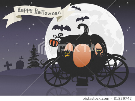 Halloween Card Halloween Card Pumpkin carriage - Stock Illustration ...