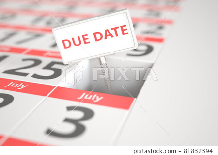 DUE DATE sign on June 26 in a calendar, 3d... - Stock Illustration ...