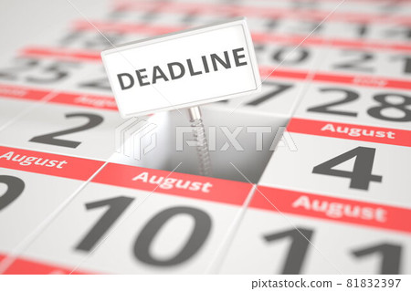 DEADLINE plate on August 3 in a calendar, 3d... - Stock Illustration ...