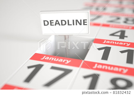 DEADLINE plate on January 10 in a calendar, 3d... - Stock Illustration ...