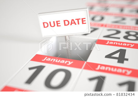 DUE DATE sign on January 3 in a calendar, 3d... - Stock Illustration ...