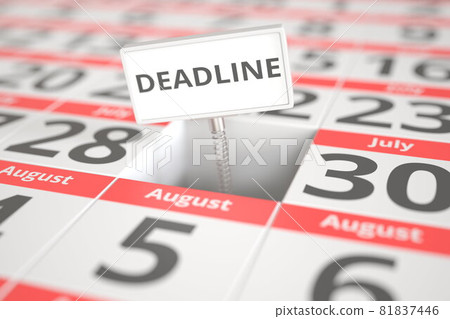 DEADLINE plate on July 29 in a calendar, 3d... - Stock Illustration ...