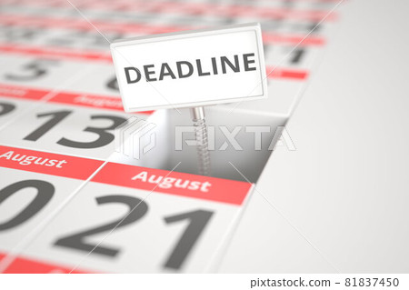 DEADLINE plate on August 14 in a calendar, 3d... - Stock Illustration ...