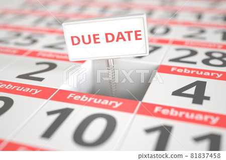 DUE DATE message on February 3 in a calendar,... - Stock Illustration ...