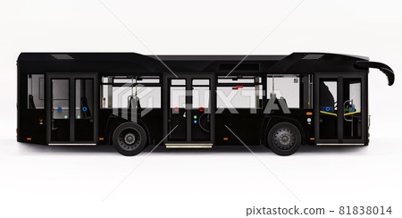 Mediun urban black bus on a white background.... - Stock Illustration ...