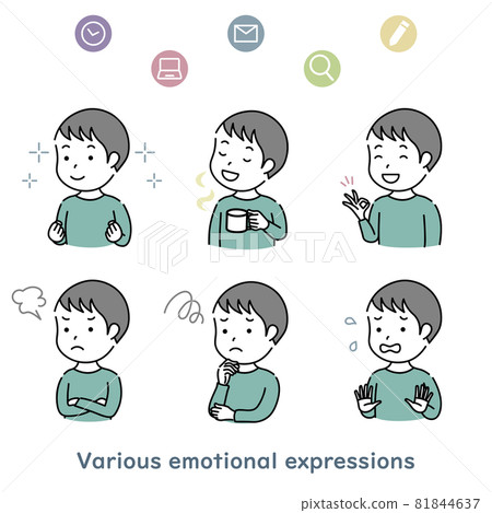 Children's boys emotional expression... - Stock Illustration [81844637 ...