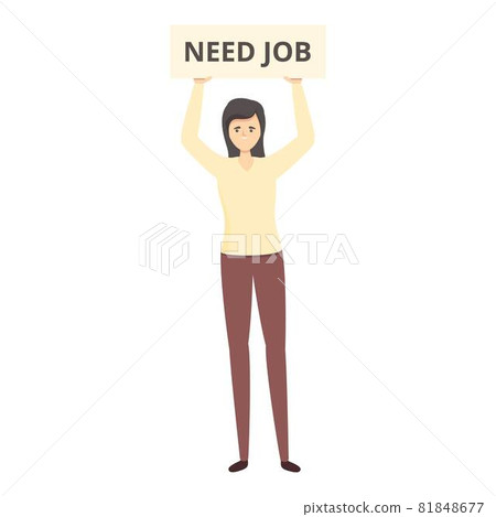 Woman need job icon cartoon vector. Hire me - Stock Illustration ...