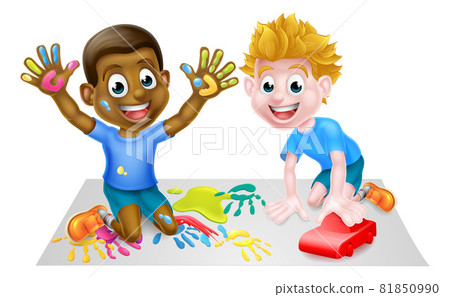 Cartoon Boys Playing - Stock Illustration [81850990] - PIXTA