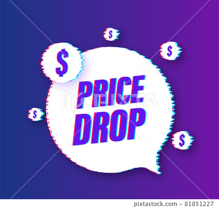 Price drop banner template design. Glitch icon.... - Stock Illustration ...