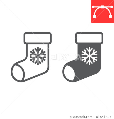 Christmas stocking line and glyph icon, holiday... - Stock Illustration ...
