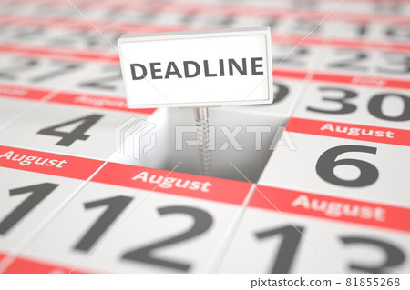 DEADLINE plate on August 5 in a calendar, 3d... - Stock Illustration ...