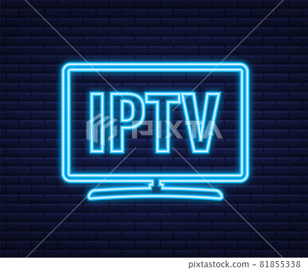 Iptv Badge, icon, logo. Neon icon. Vector stock... - Stock Illustration ...