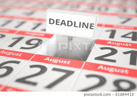 DEADLINE sign on August 20 in a calendar, 3d... - Stock Illustration ...