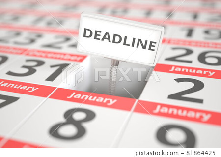 DEADLINE plate on January 1 in a calendar, 3d... - Stock Illustration ...