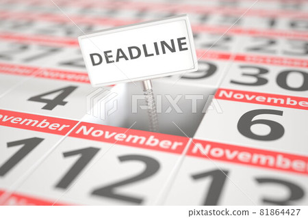 DEADLINE notice on November 5 in a calendar,... - Stock Illustration ...