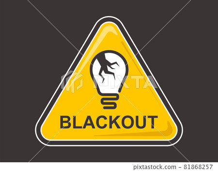 yellow blackout sign on a blue background. - Stock Illustration ...