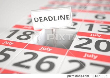 DEADLINE plate on July 19 in a calendar, 3d...-插圖素材 [81871106] - PIXTA圖庫