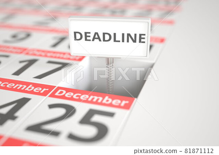 DEADLINE plate on December 18 in a calendar, 3d... - Stock Illustration ...