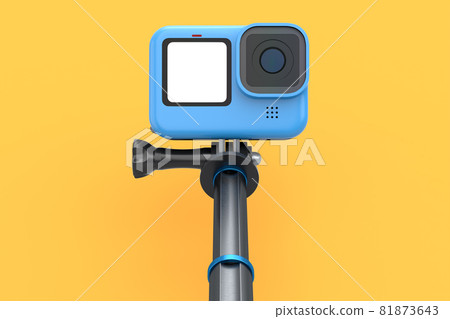 Photo and video lightweight blue action camera... - Stock Illustration ...