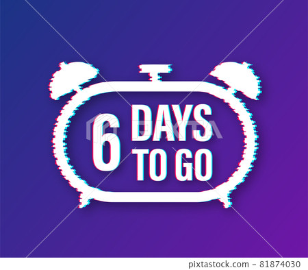 6 days to go. Glitch style icon. Vector... - Stock Illustration ...