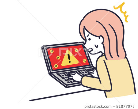 A simple illustration of a woman whose computer... - Stock Illustration ...