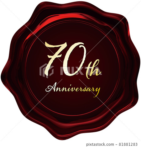 70th_decagonal red seal wax emblem vector cutout - Stock Illustration ...