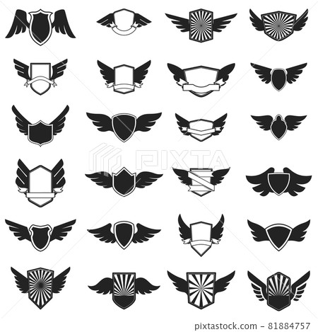 Set of emblems with wings. Design element for... - Stock Illustration ...