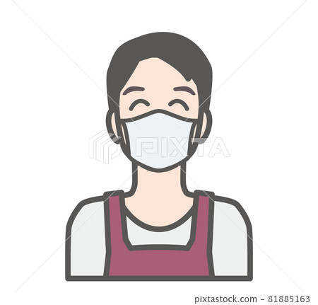 Icon of a smiling cafe staff wearing a mask - Stock Illustration ...