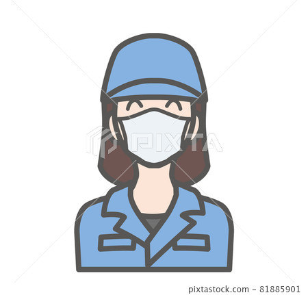 Icon of a smiling manufacturing staff wearing a... - Stock Illustration ...