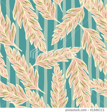 Abstract leaves seamless pattern on stripe... - Stock Illustration ...