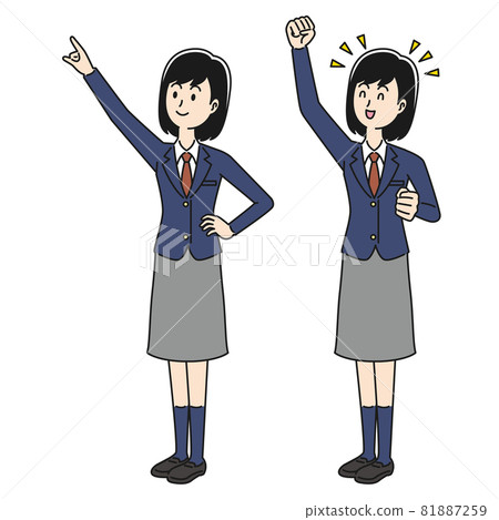 High school girl pointing and guts pose - Stock Illustration [81887259 ...