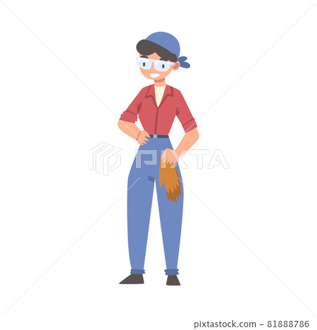 Handyman or Fixer as Skilled Woman with... - Stock Illustration ...