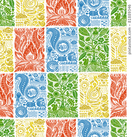 Four elements. Seamless Pattern for your design - Stock Illustration ...