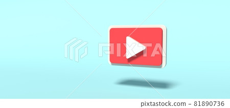 Play and start button icon - 3D render-插圖素材 [81890736] - PIXTA圖庫