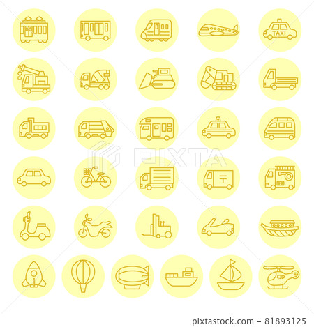 Vehicles, color icon sets, heavy machinery,... - Stock Illustration ...